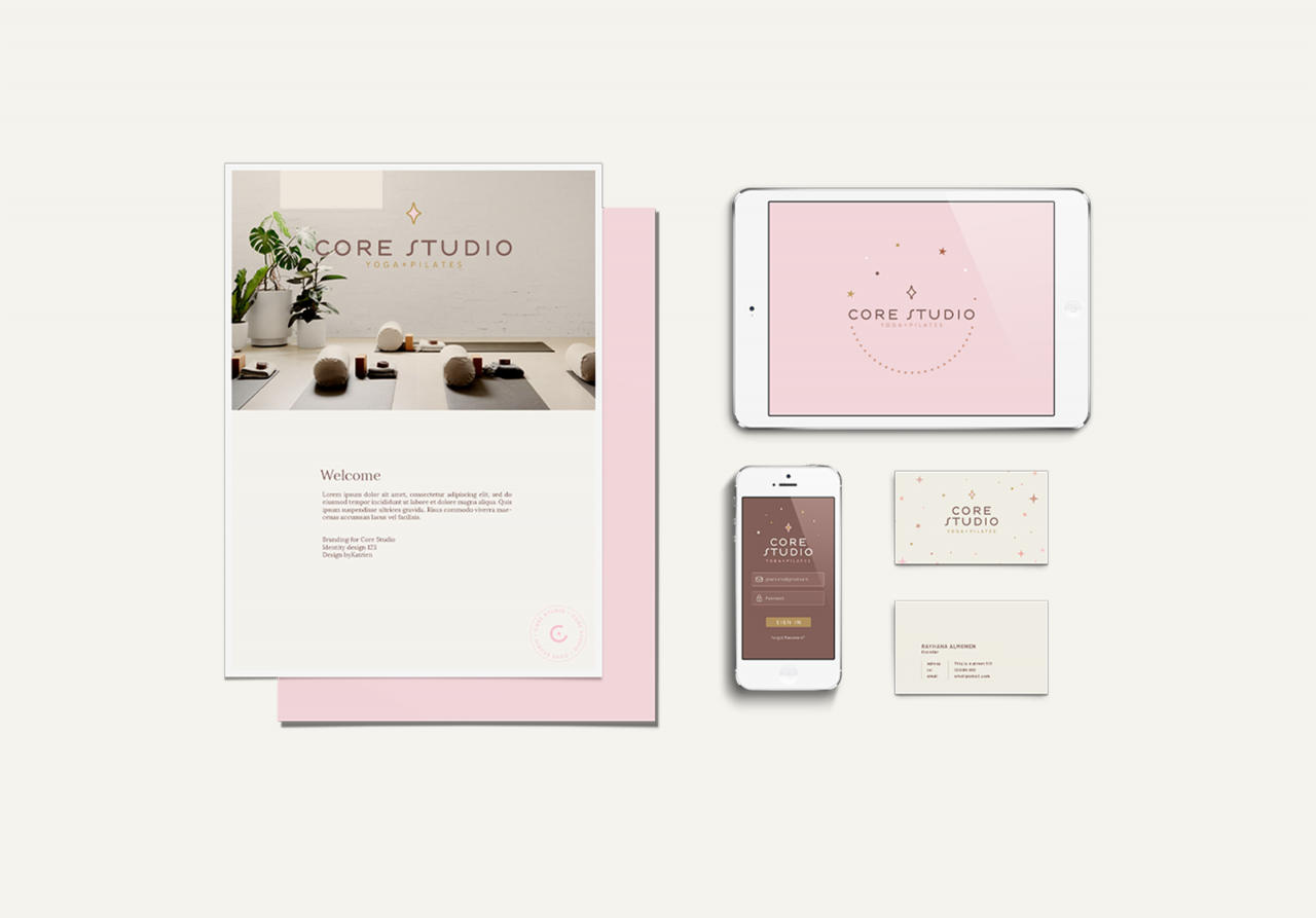Brand identity design for Core Studio - yoga and pilates